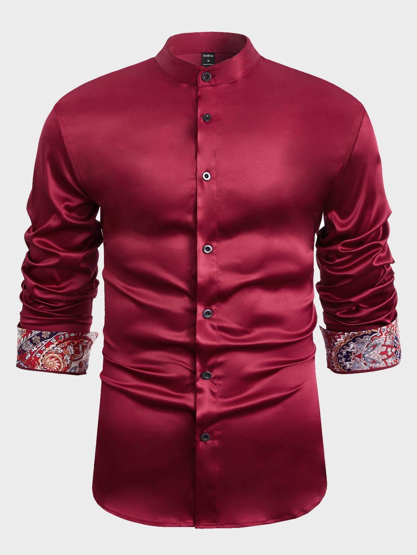 SHEIN Homens Camisa Impressão Floral Abotoar Cetim