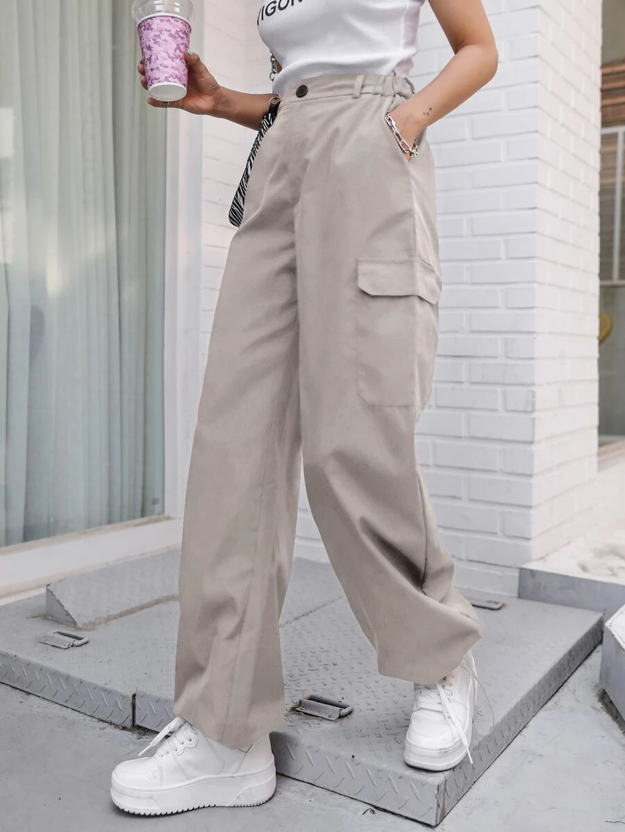 DAZY Flap Pocket Drawstring Hem Cargo Pants | SHEIN USA