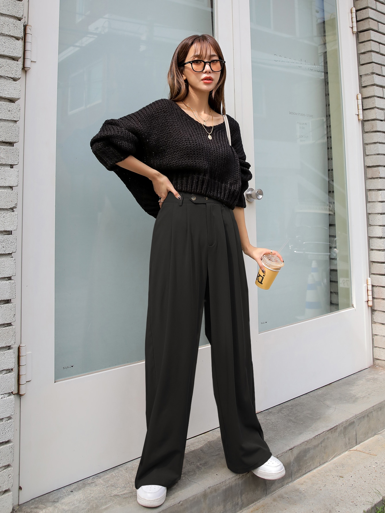 DAZY High Waist Fold Pleated Pants | SHEIN USA