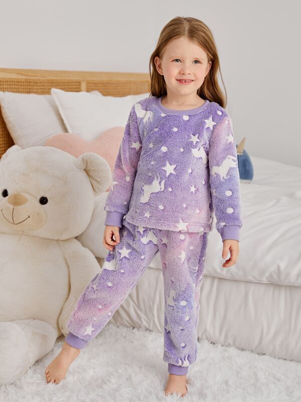 SHEIN Kids EVRYDAY Fille Ensemble de pyjama réfléchissant licorne et à ...