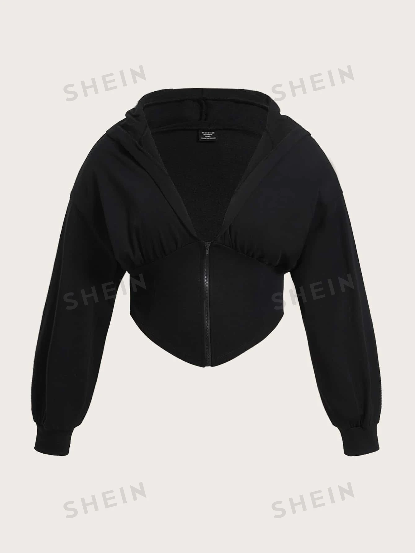 SHEIN EZwear Plus Zip Up Drop Shoulder Hoodie | SHEIN USA