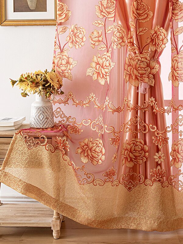 Floral Pattern Single Panel Sheer Curtain | SHEIN USA
