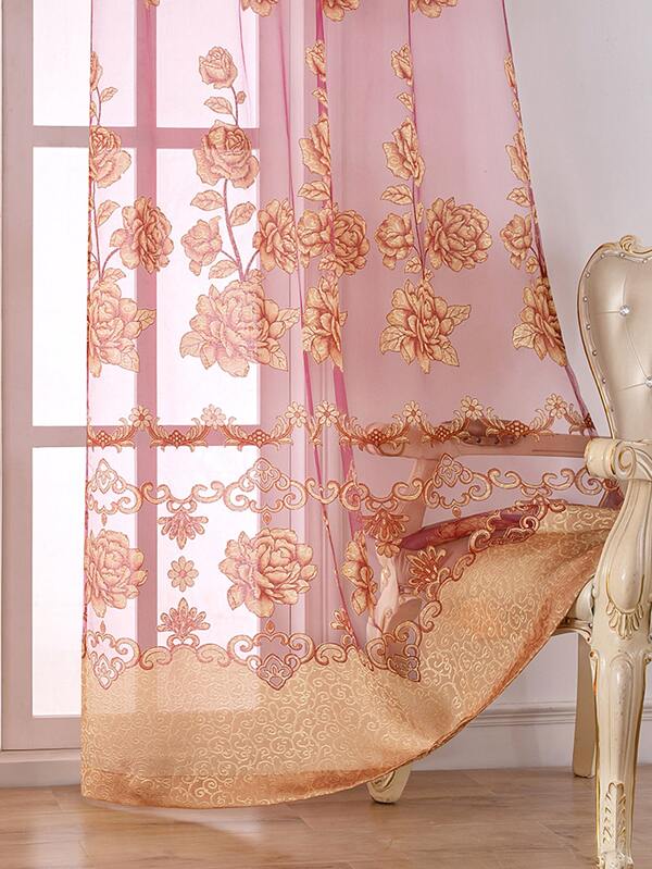 Floral Pattern Single Panel Sheer Curtain | SHEIN USA