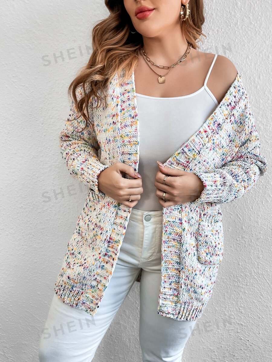 SHEIN Frenchy Plus Popcorn Knit Drop Shoulder Cardigan | SHEIN UK