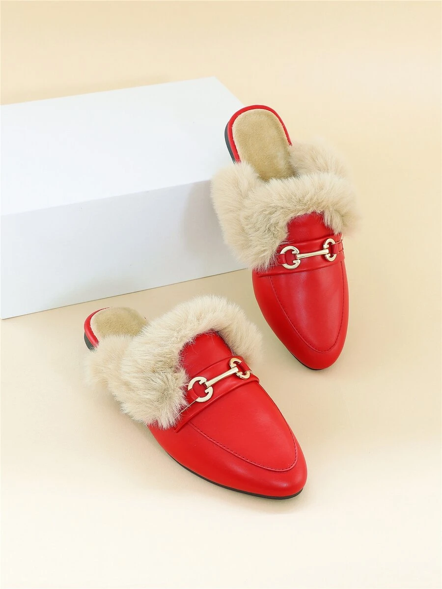 Metal Decor Thermal Lined Flat Mules | SHEIN USA