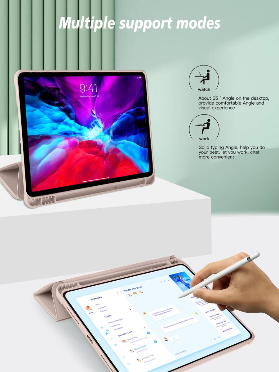 Custodia protettiva con slot per stilo, di colore solido, compatibile con iPad Mini4/Mini5/Mini6 ...