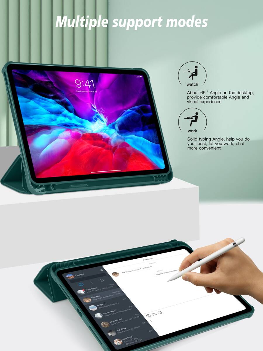 Funda protectora con ranura para lápiz de unicolor compatible con iPad Mini4/Mini5/Mini6/Air ...