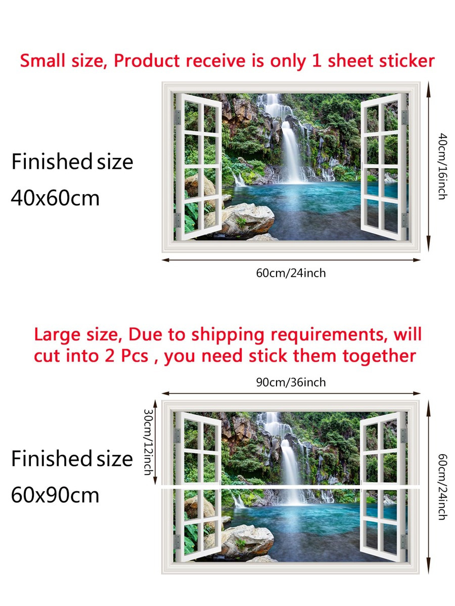 Removable Wall Murals Peel And Stick Waterfalls Window Scenes 3D Wall ...