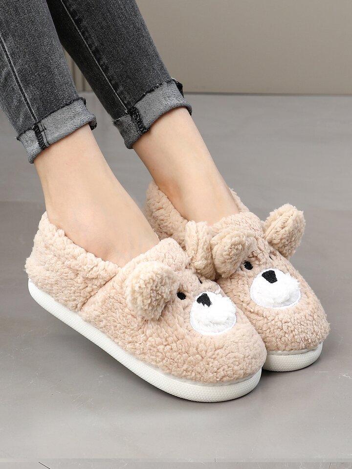 Sleeping Bear Slippers Fluffy Plush, Cute Fuzzy Warm Indoor, 55% OFF
