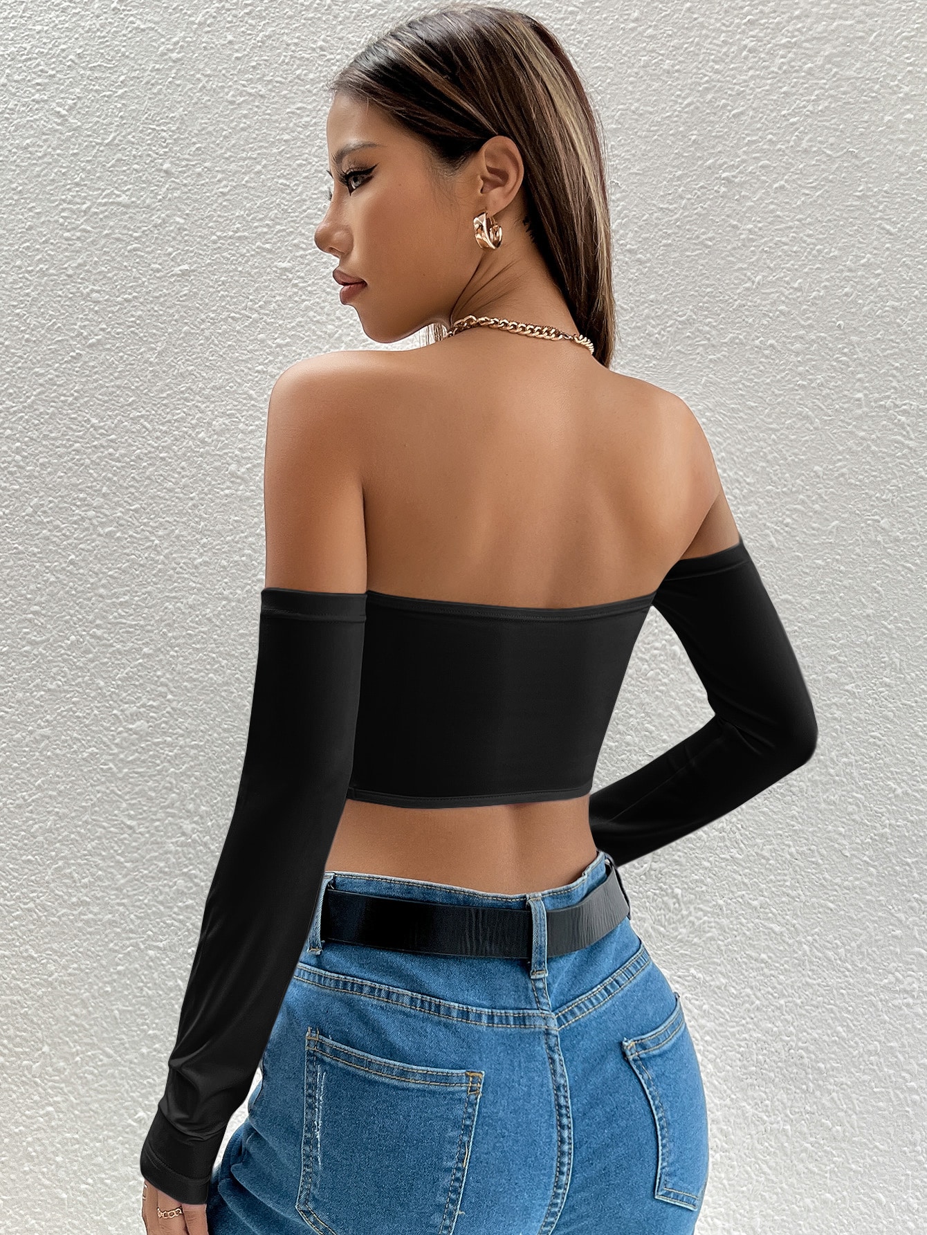 SHEIN PETITE Off Shoulder Crop Off Shoulder Top | SHEIN UK