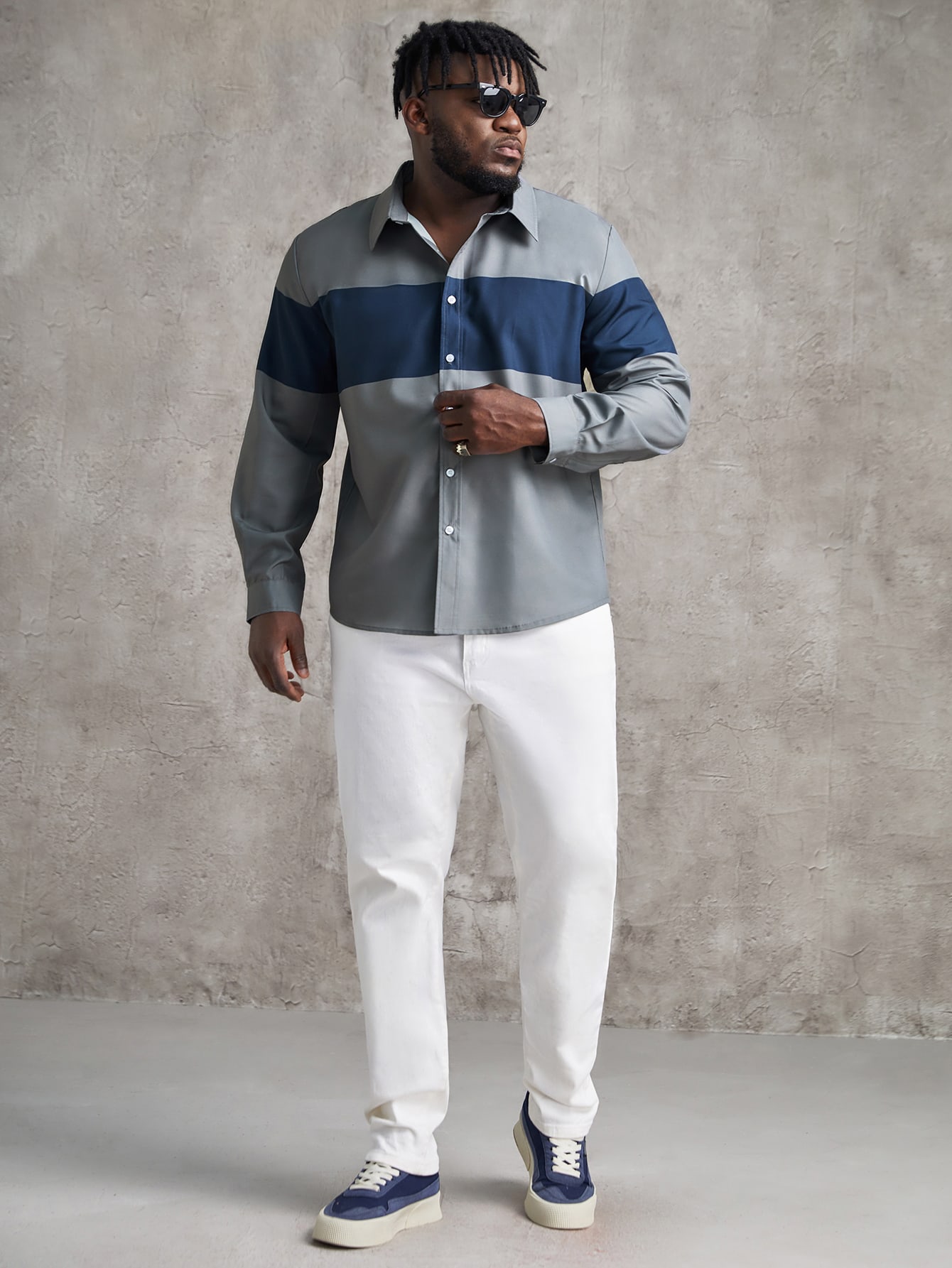 Manfinity Men Two Tone Button Up Shirt | SHEIN USA