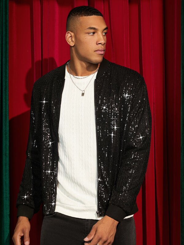 Manfinity AFTRDRK Men Sequin Bomber Jacket | SHEIN USA