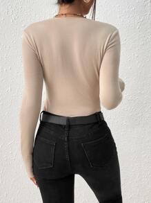 SHEIN Privé Scoop Neck Seam Detail Bodysuit | SHEIN USA