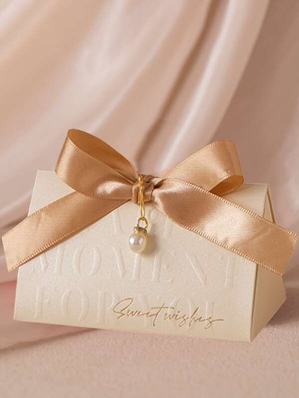 1pc Paper Gift Box, Funny Faux Pearl Decor Letter Graphic Gift ...