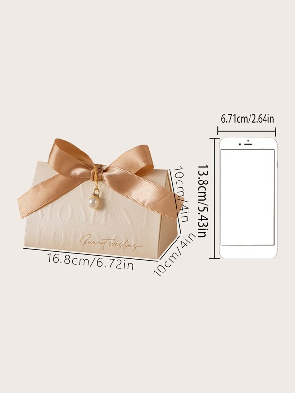 1pc Paper Gift Box, Funny Faux Pearl Decor Letter Graphic Gift ...