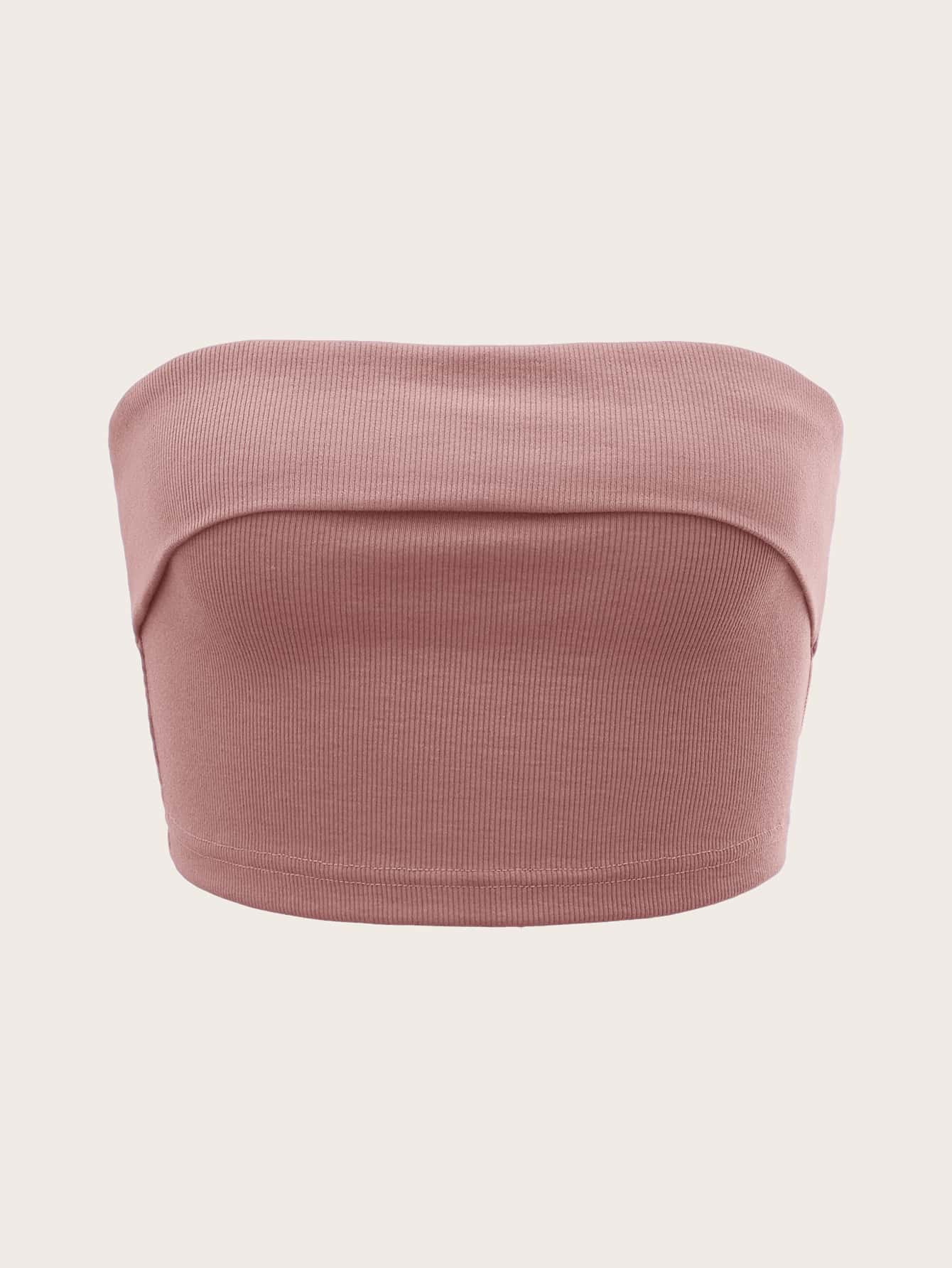 SHEIN ICON Solid Color Knitted Women Simple Tube Top, Suitable For ...