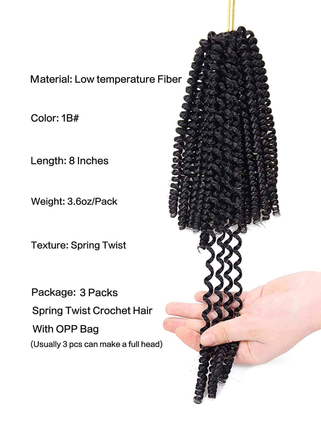 Spring Twist Hair 8-12 Inch 3 Packs Spring Twist Crochet Hair For Women ...