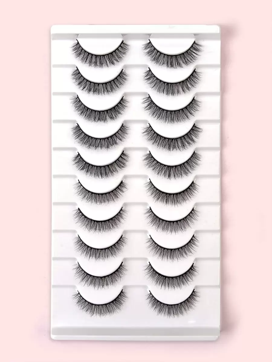 Homaylash 10pairs Full False Lashes Volumized 9-11mm Natural Long ...