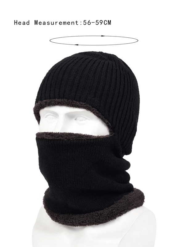 Full Face Knitted Balaclava Face Mask Winter Plush Lined Ski Mask for ...
