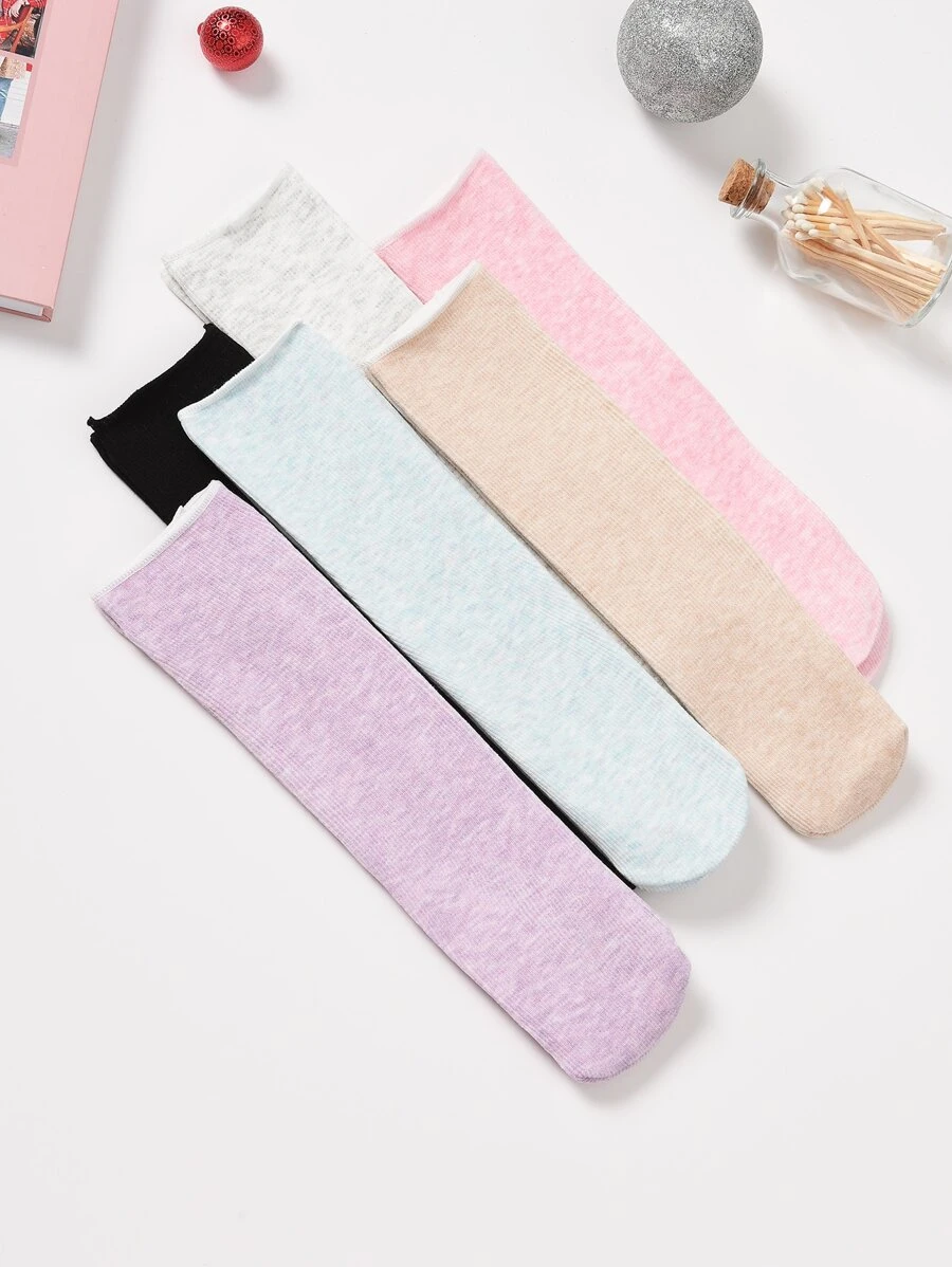 6pairs Solid Crew Socks | SHEIN USA