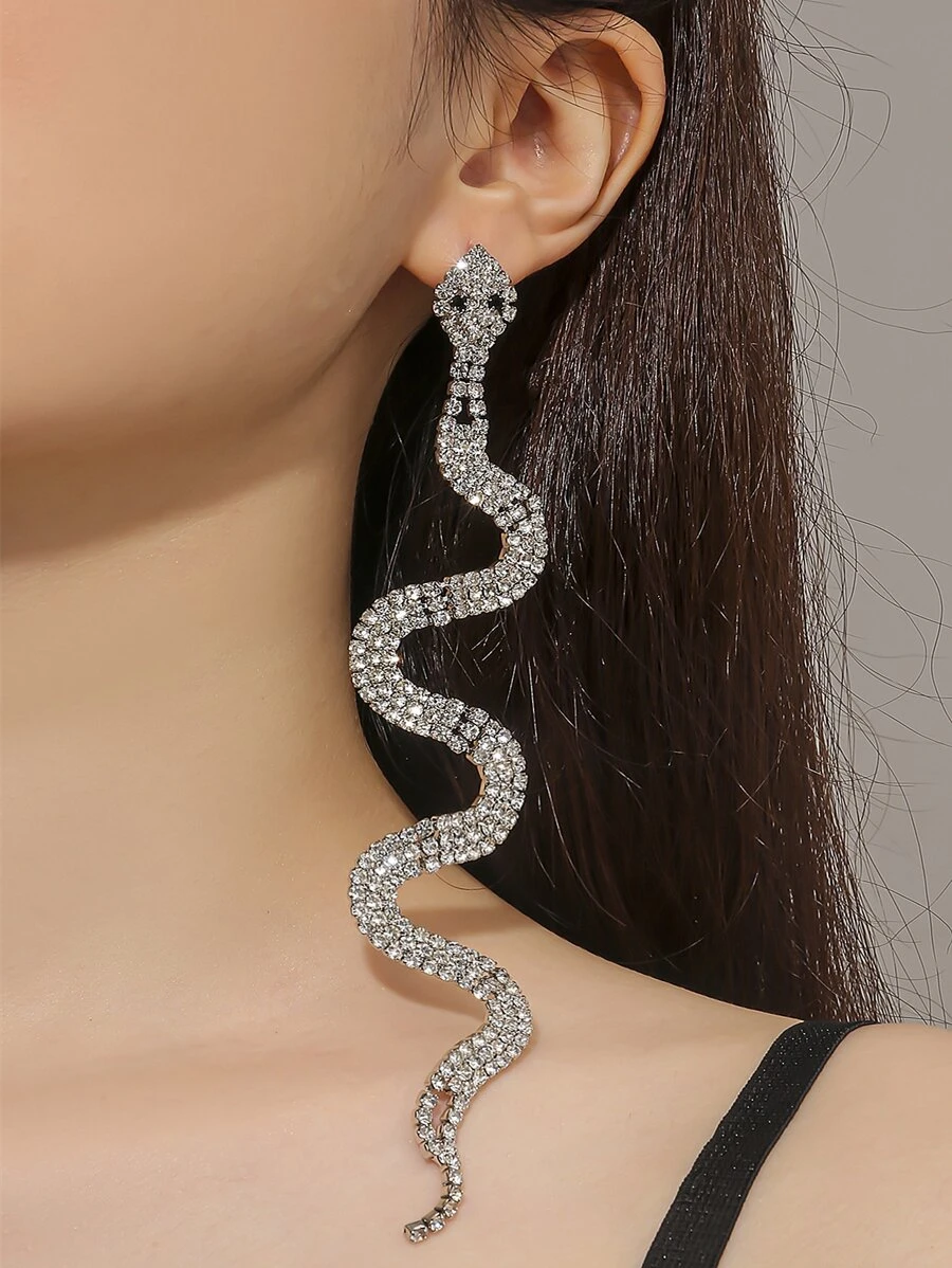 Rhinestone Snake Drop Earrings | SHEIN USA