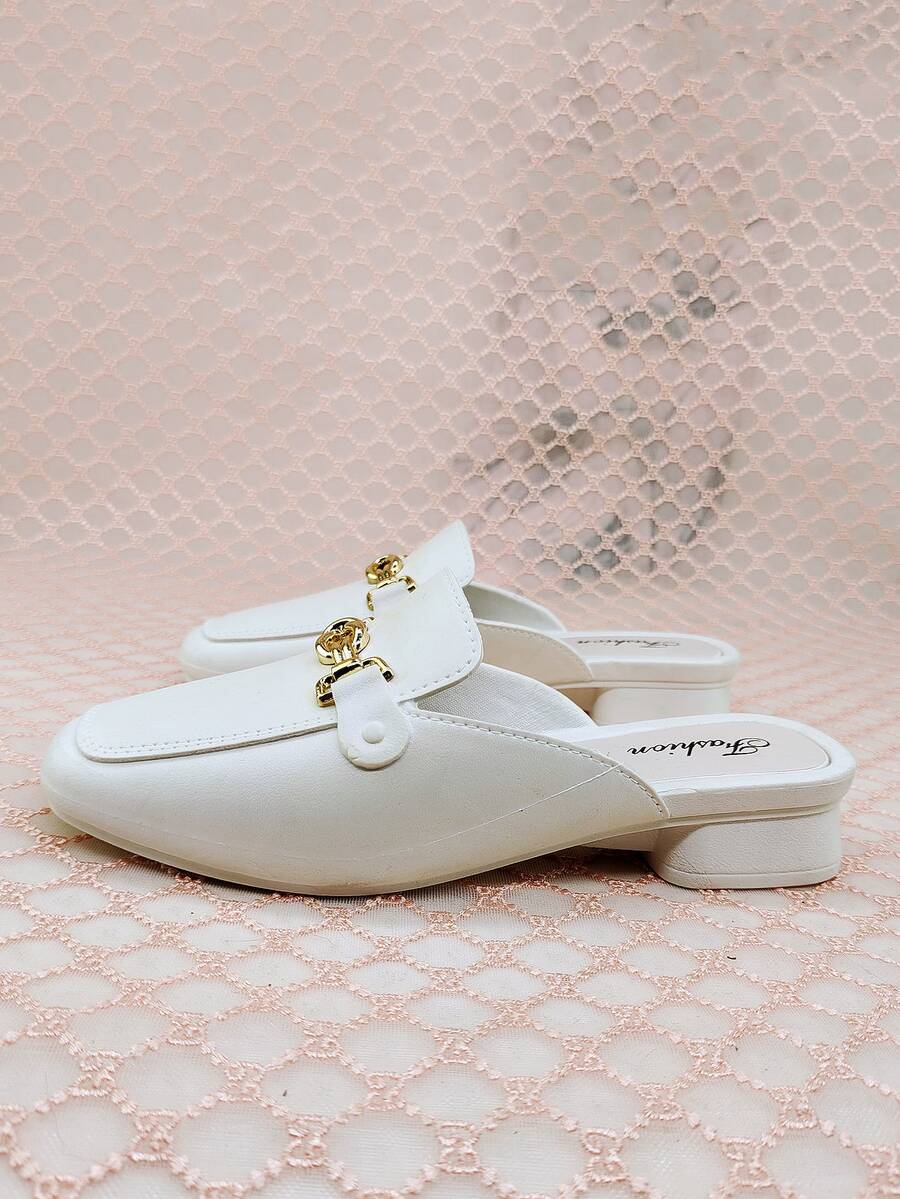 Metal Decor Square Toe Slides | SHEIN USA