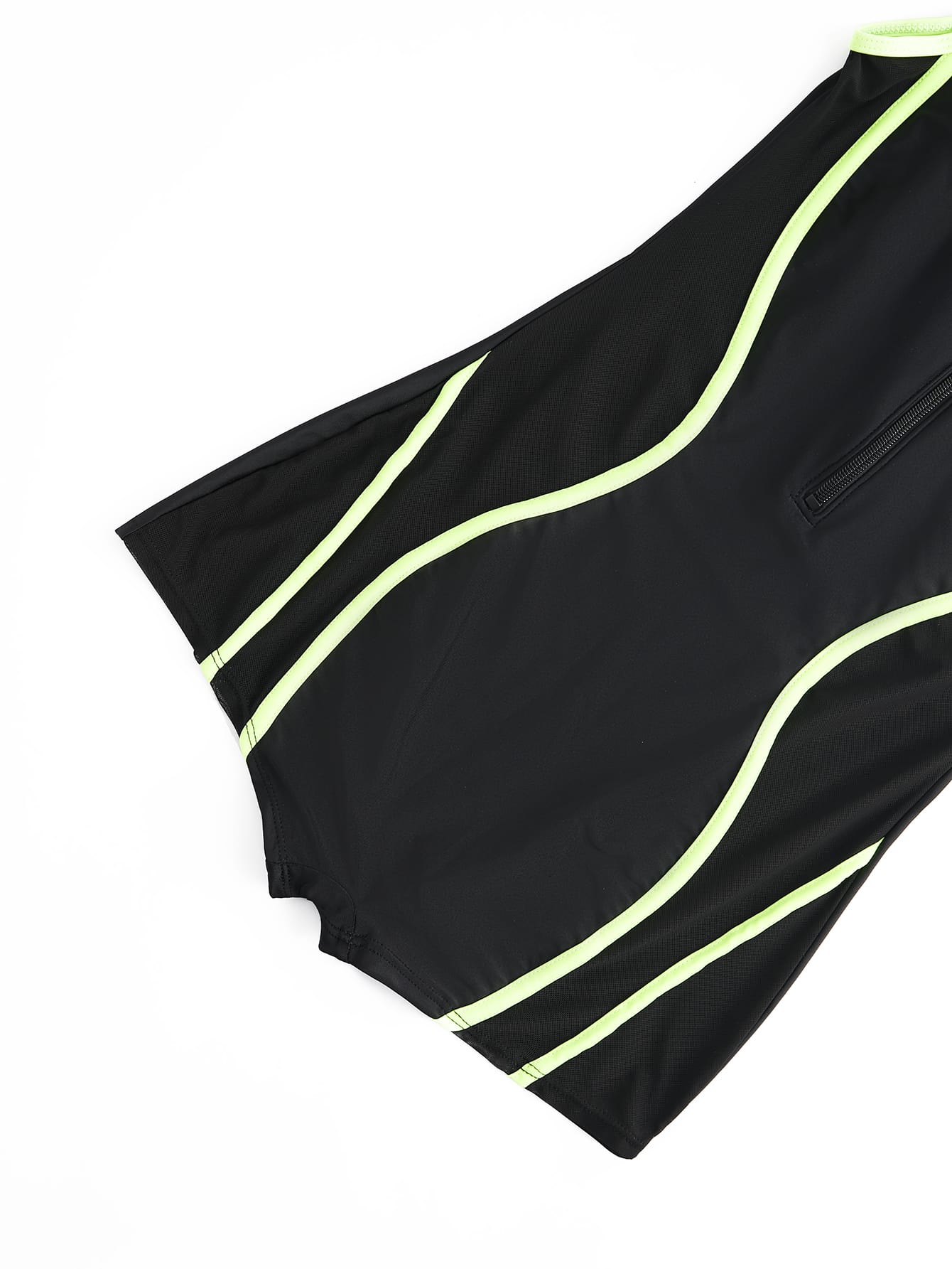 Bikinx Contrast Binding Half Zipper Mesh Panel One Piece Swimsuit ...