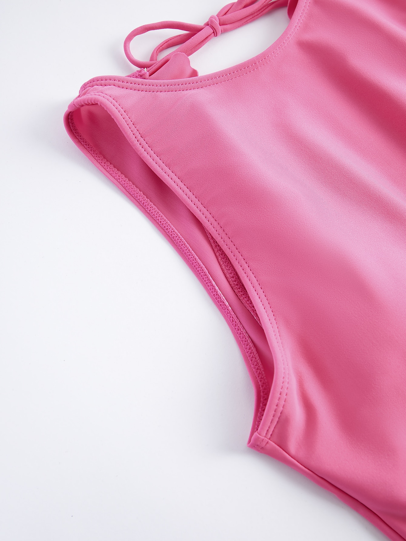 Bikinx Neon Pink Ruffle Trim Backless One Piece Swimsuit Shein Usa