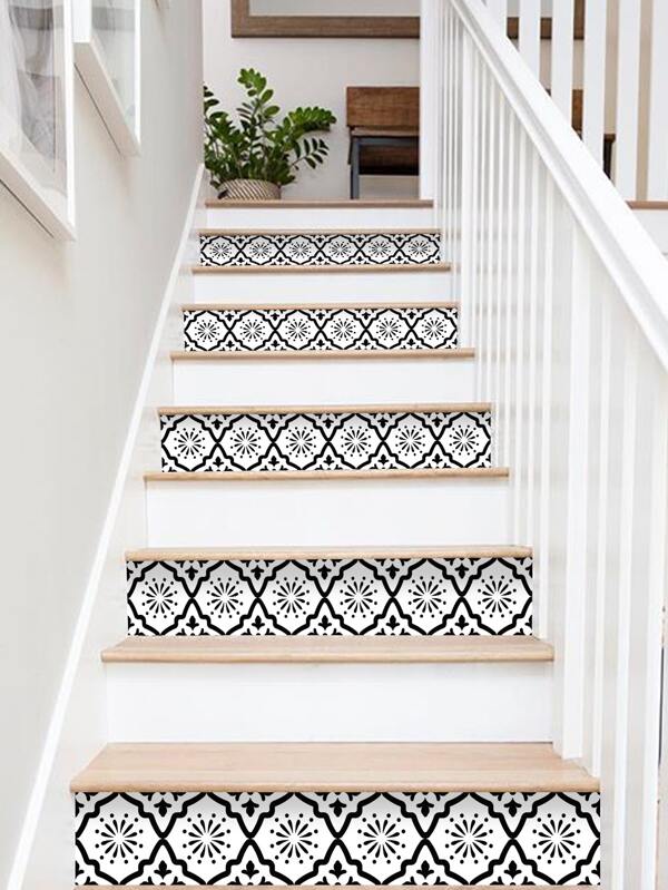 1roll Geometric Pattern Self-adhesive Stair Sticker | SHEIN UK
