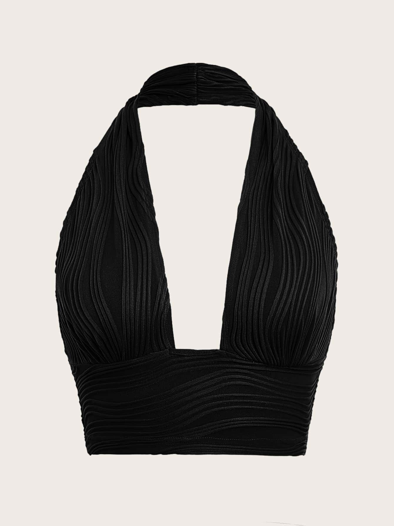 SHEIN ICON Solid Backless Crop Halter Y2k Top | SHEIN USA