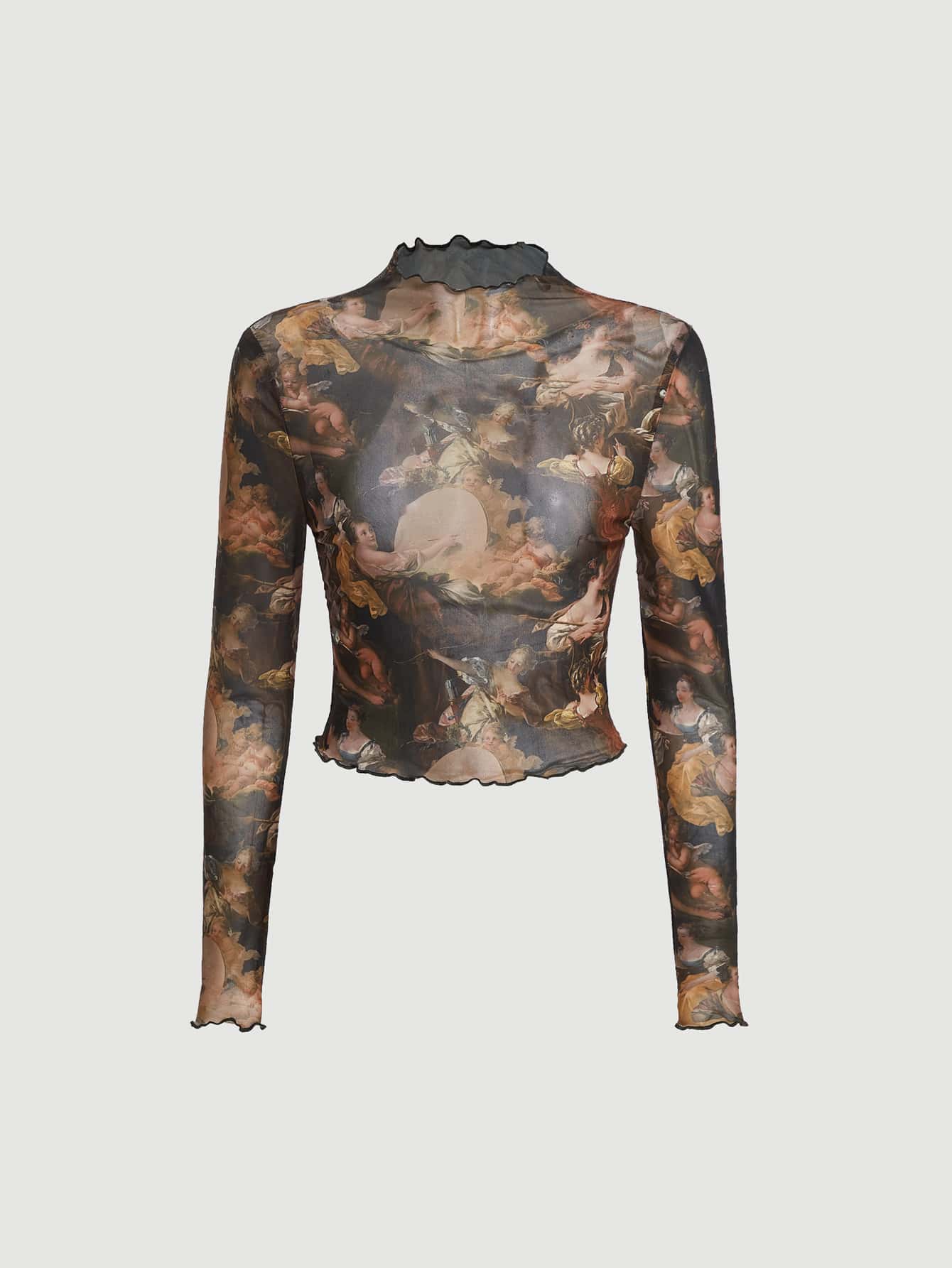 Shein Mod Figure Graphic Lettuce Trim Mesh Top Shein Usa