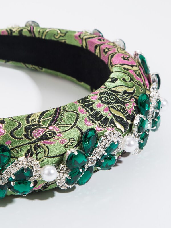 Cubic Zirconia And Faux Pearl Decor Headband Shein Usa