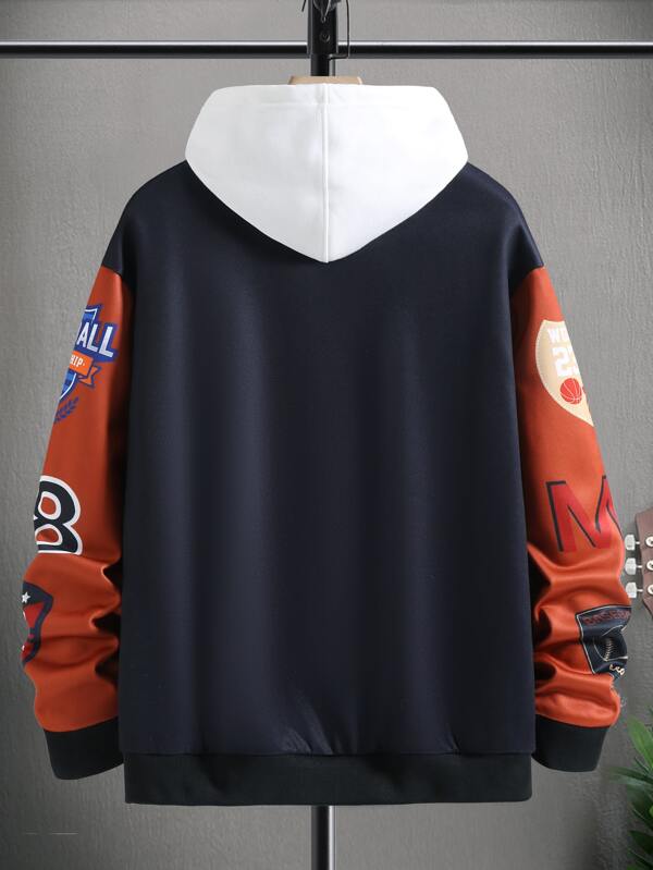 Manfinity EMRG Men's Fashionable Baseball Collar Color Block Jacket ...