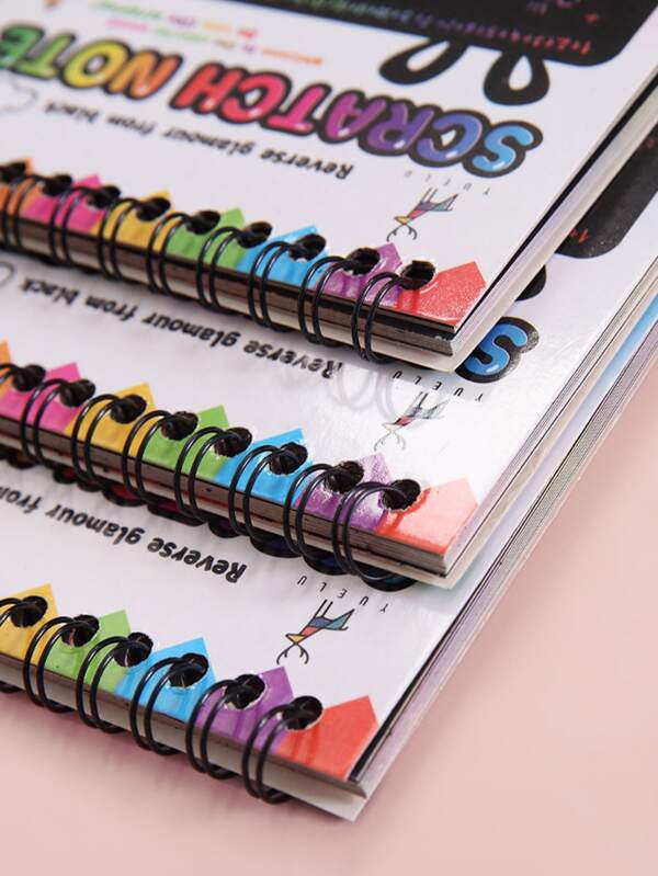 1pc Scratch Art Book, 10 Sheets Scratch Art Paper With 1pc Pen, Black ...