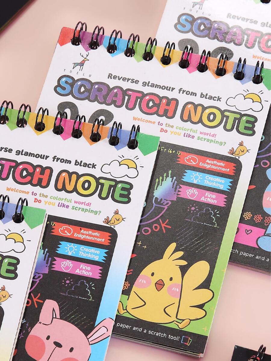 1pc Scratch Art Book, 10 Sheets Scratch Art Paper With 1pc Pen, Black ...
