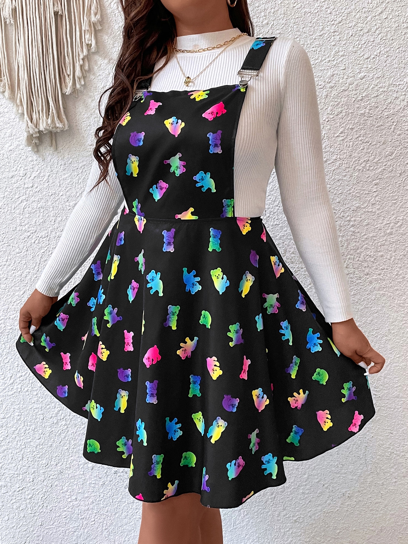 Vestido overol con estampado de dibujos animados sin top