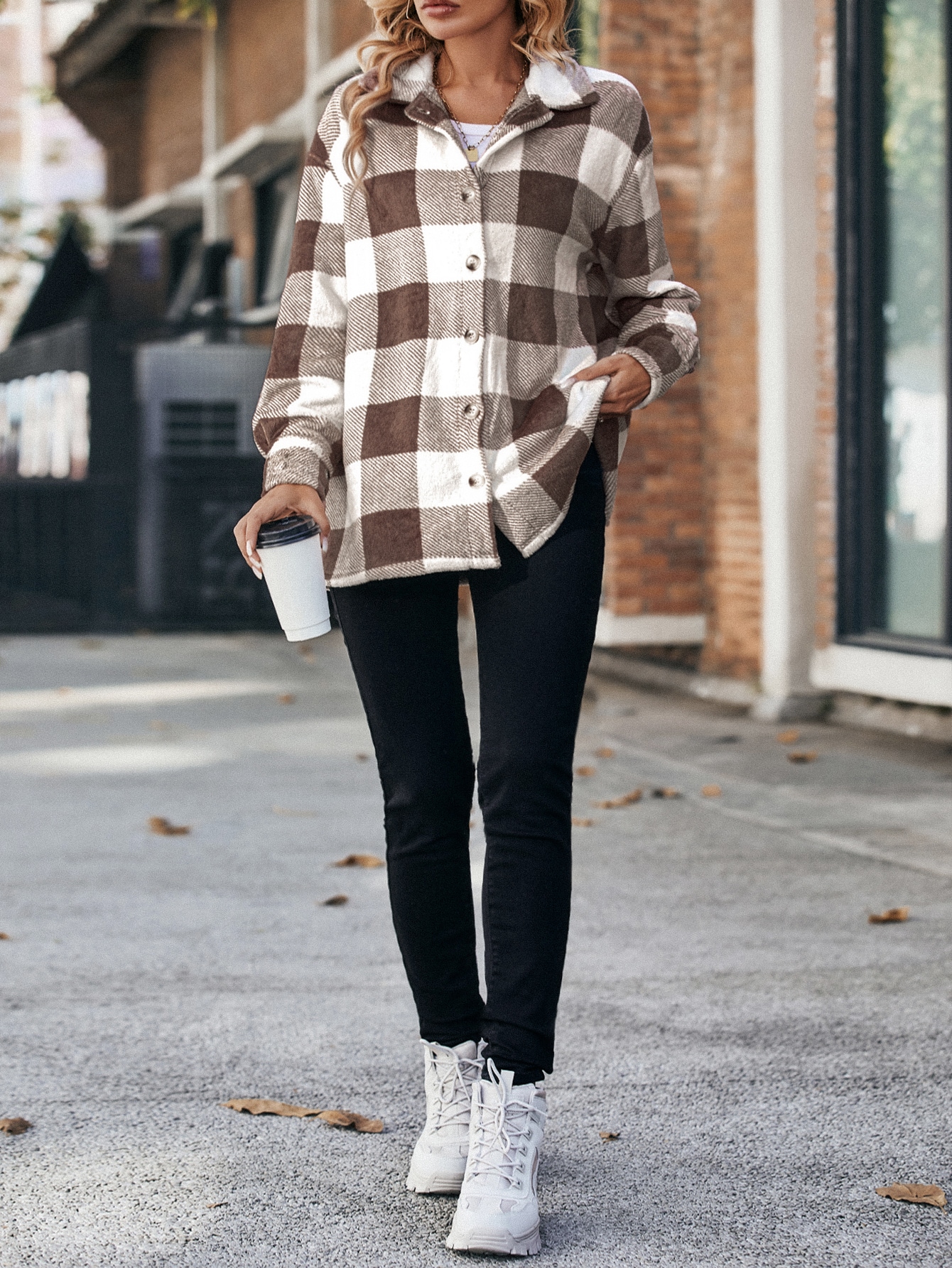 SHEIN LUNE Buffalo Plaid Print Drop Shoulder Shirt | SHEIN USA