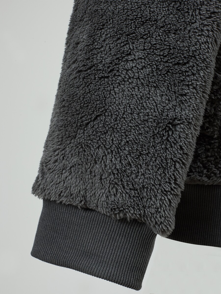 Manfinity Hypemode Men Letter Embroidery Hooded Teddy Jacket Without Jumper | SHEIN UK