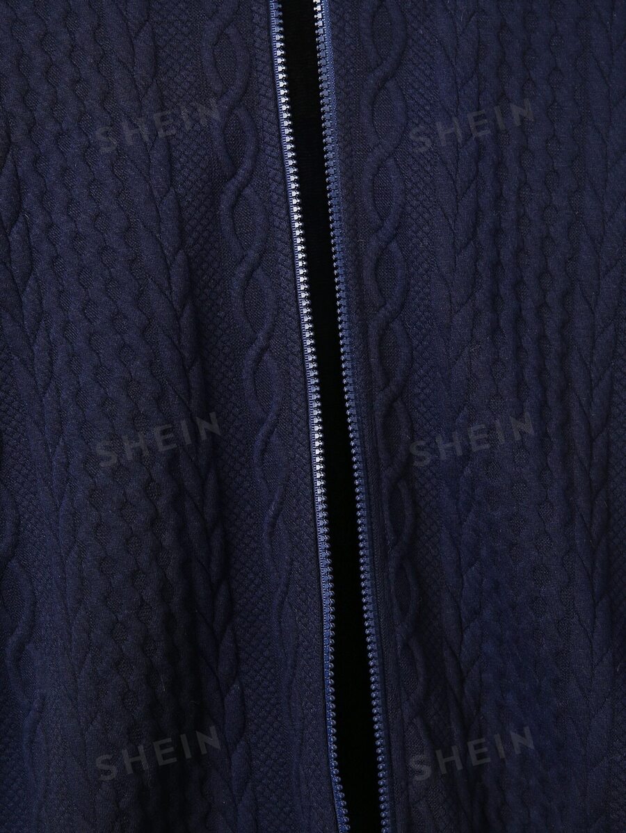 Shein Mulvari Plus Drawstring Hooded Textured Coat Shein Usa