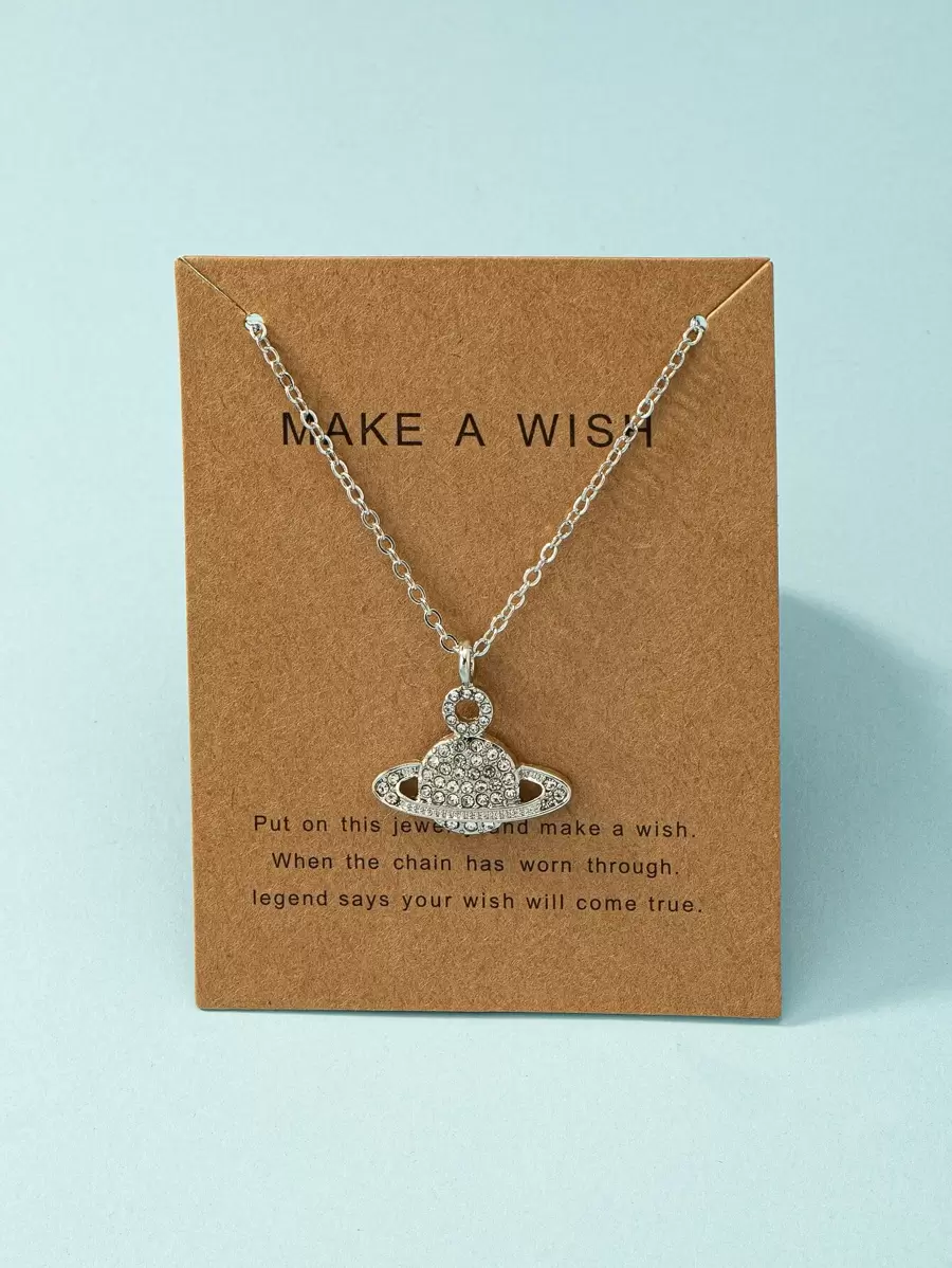Rhinestone Planet Pendant Necklace | SHEIN USA