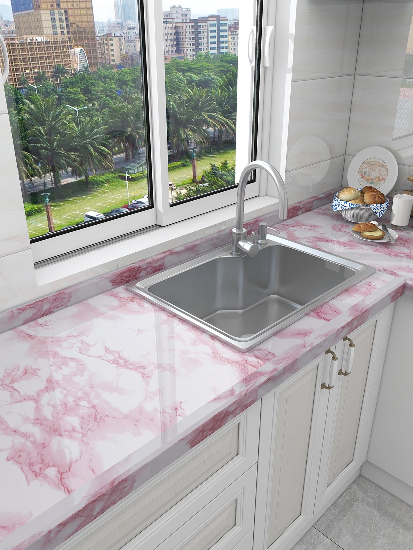 1pc Marble Pattern Kitchen Sticker