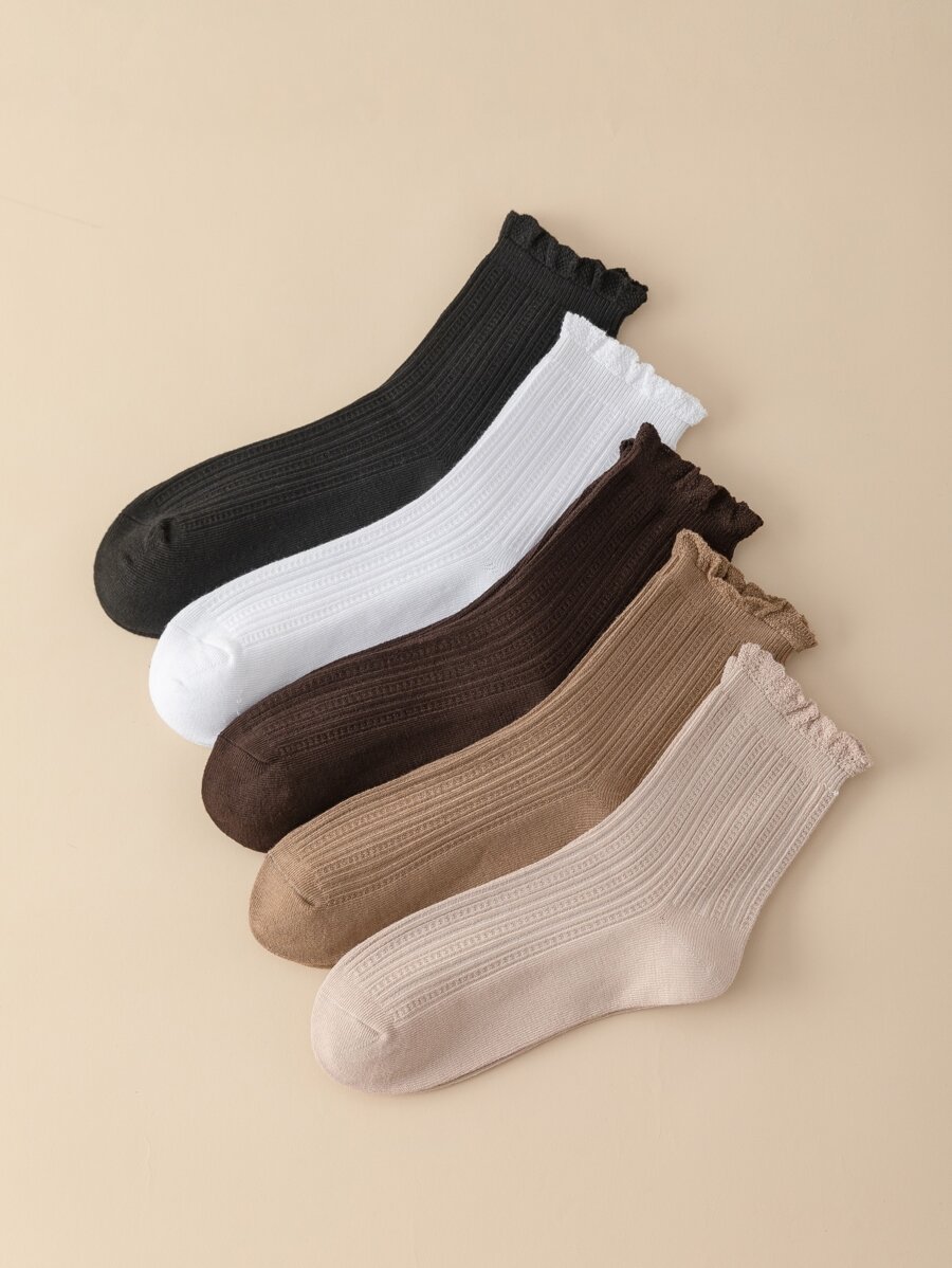 5pairs Solid Crew Socks | SHEIN USA