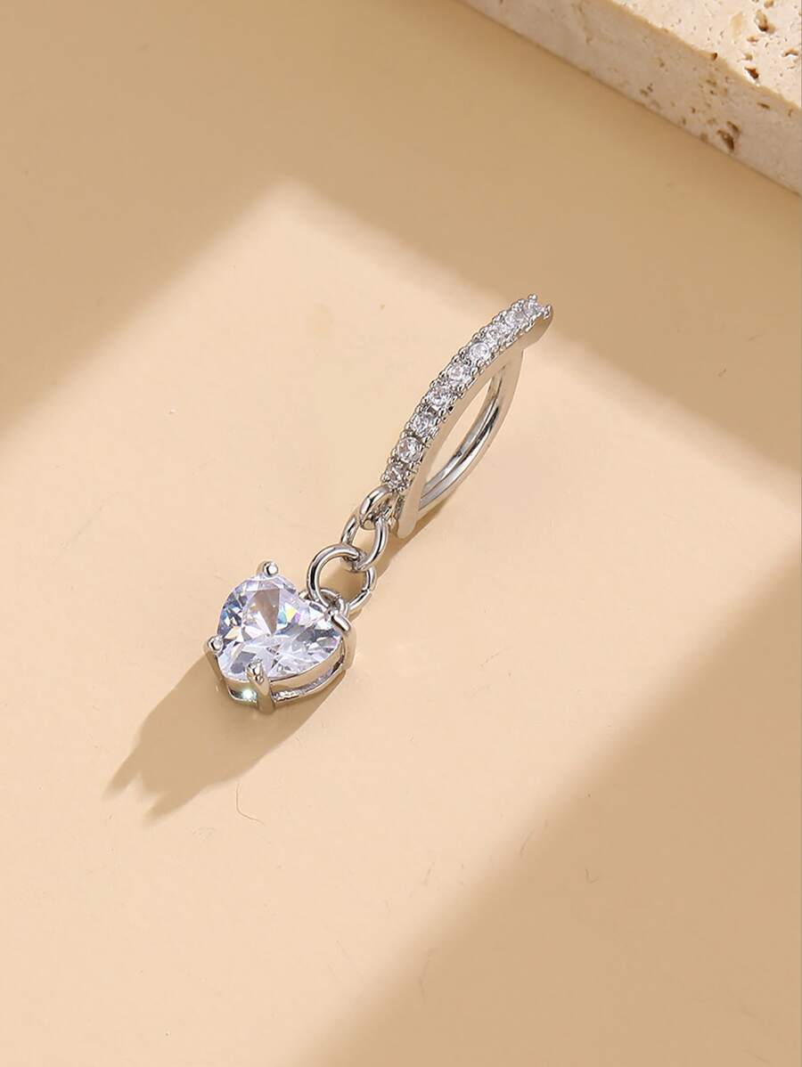 Perfect Piercing Cubic Zirconia Heart Decor Navel Belly Ring Copper ...