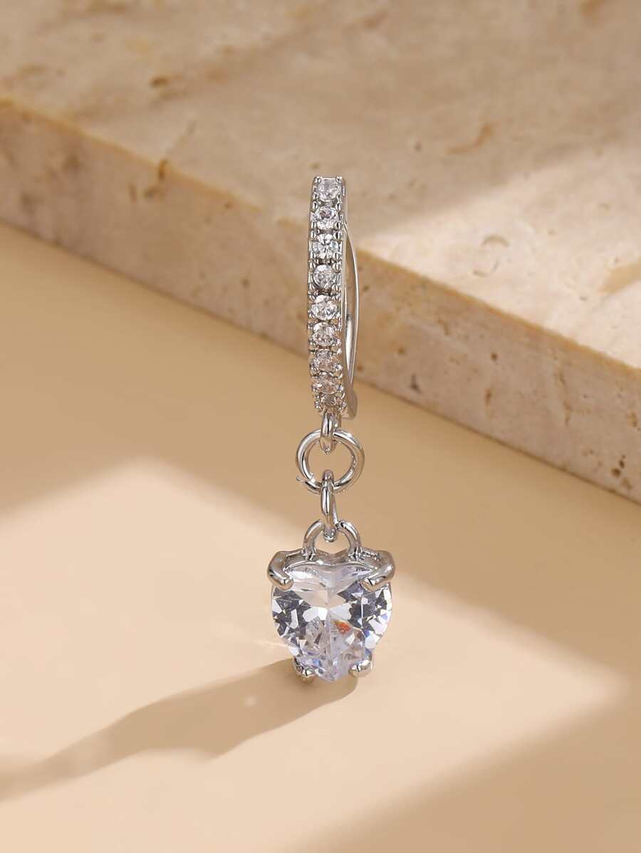 Perfect Piercing Cubic Zirconia Heart Decor Navel Belly Ring Copper ...