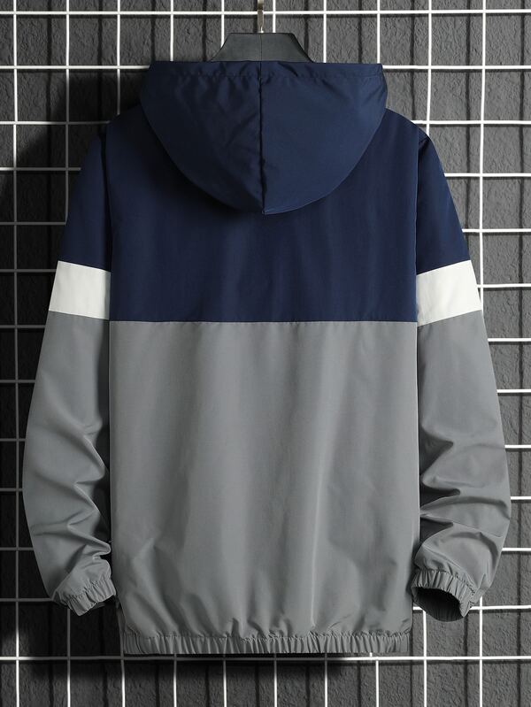 Manfinity Hypemode Men Colourblock Quarter Zip Hooded Windbreaker Jacket | SHEIN UK