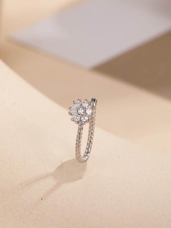 Cubic Zirconia Flower Decor Nose Cuff Copper Crystal Punk Non Piercing For Men And Women - Make ...