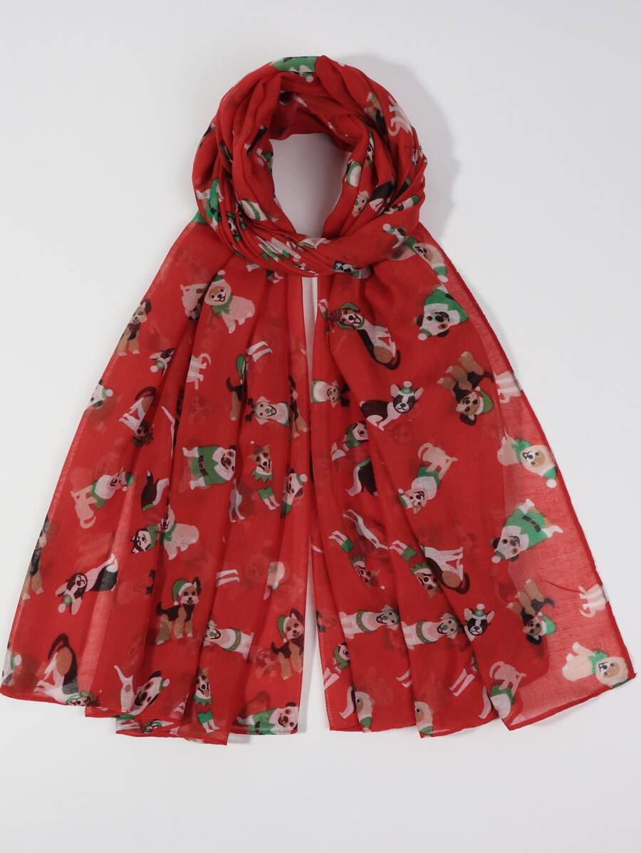 Christmas Dog Pattern Scarf | SHEIN USA