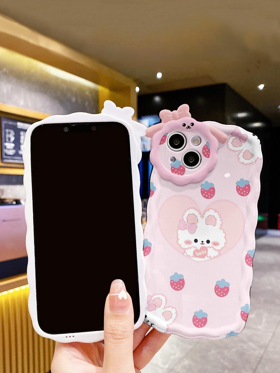 Cute Baby Pink Summer Cartoon Rabbit Pattern Phone Case | SHEIN USA