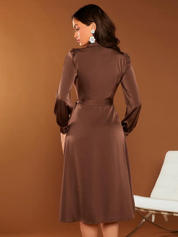 Shein Privé Shawl Collar Knot Side Wrap Dress Shein Uk