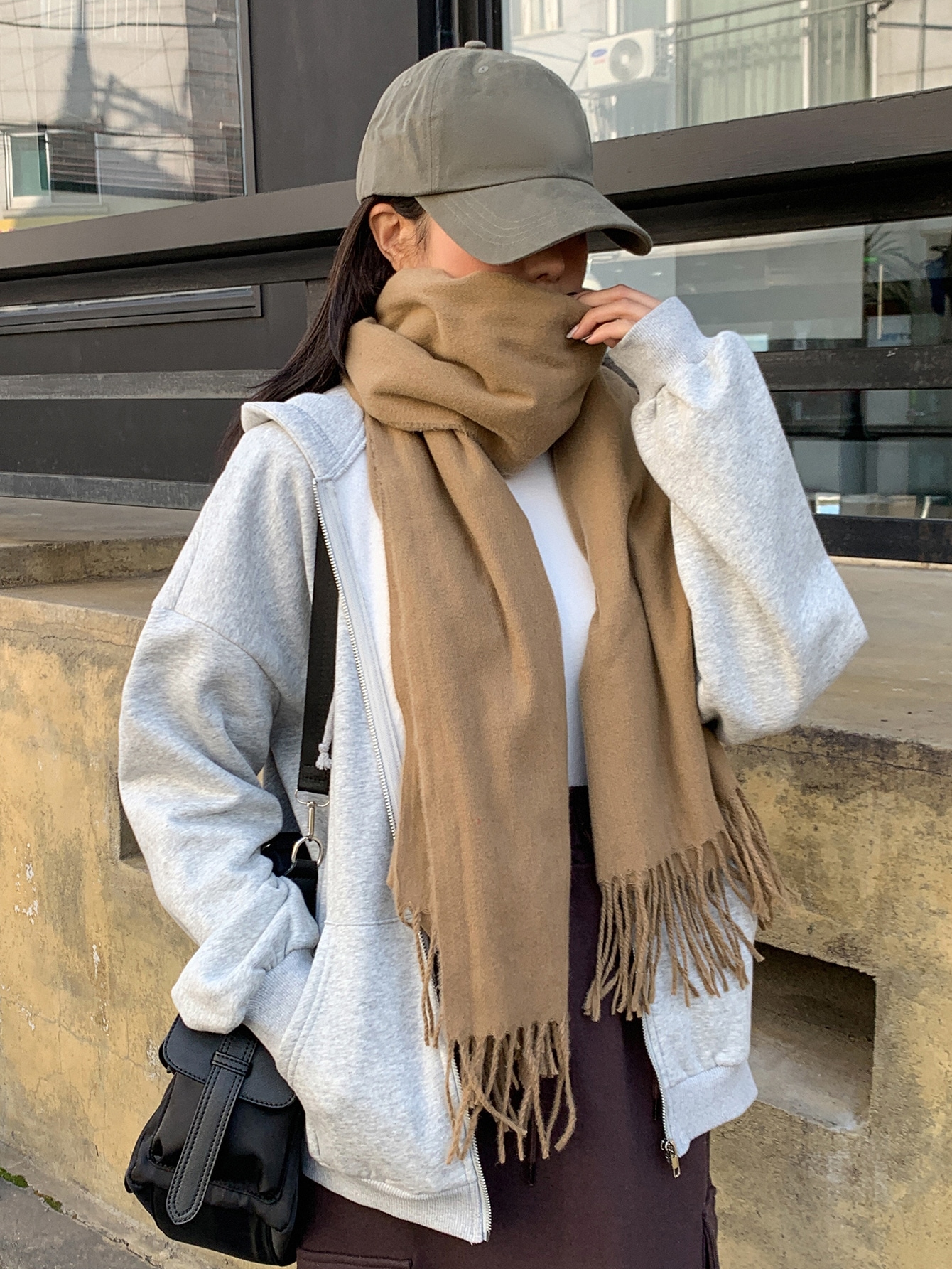 DAZY Cachecóis Sólido Bainha de franja